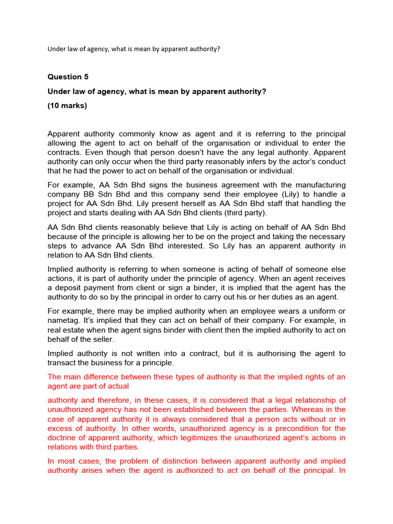 Q5-Grp Assignment | PDF | Law Of Agency | Estoppel