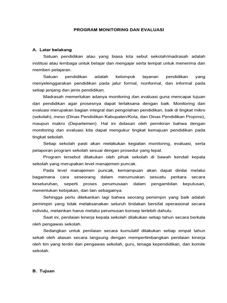 Contoh Program Monev | PDF