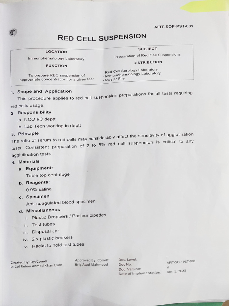 SOP, S Blood Transfusion | PDF