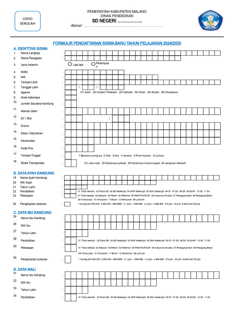 Formulir Pendaftaran PPDB 2024 | PDF