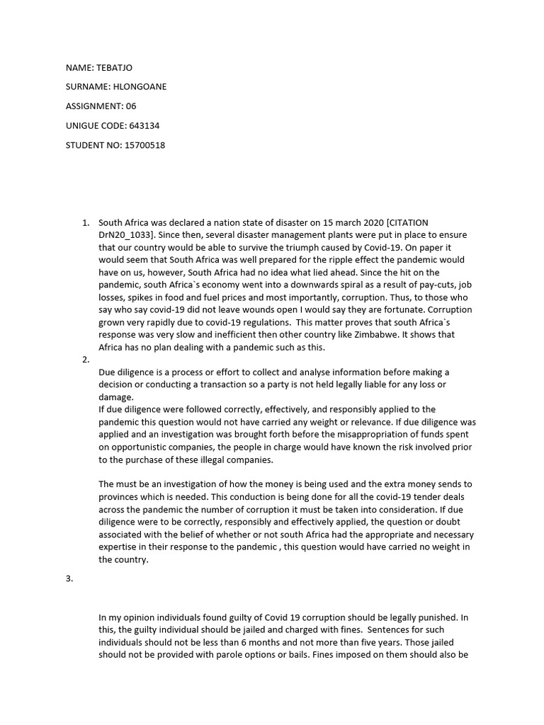 Assignment6 Sdy1501-1 | PDF | Due Diligence | Corruption