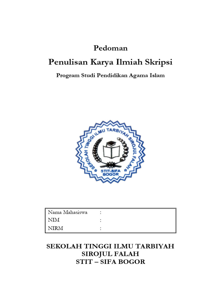 Pedoman Penulisan Skripsi 2022 STIT SIFA | PDF