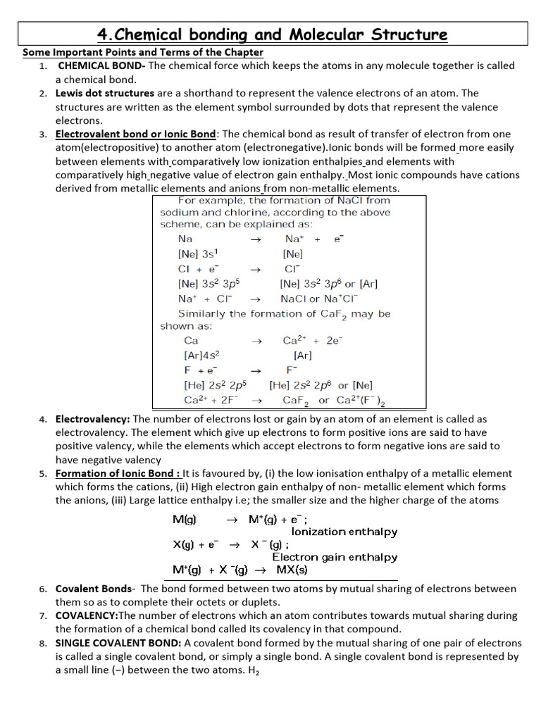 4.chemical Bonding and Molecular Structure - 2016 | PDF | Chemical Bond ...