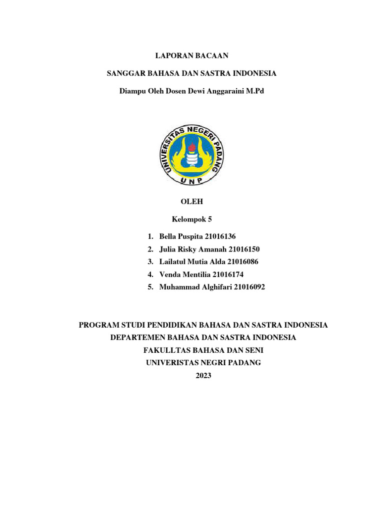 Laporan Bacaan Sanggar KLP 5 | PDF