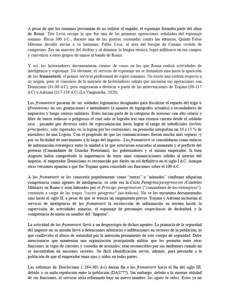Frumentarii y Agentes in Rebu | PDF | Legion romana | Roma antigua