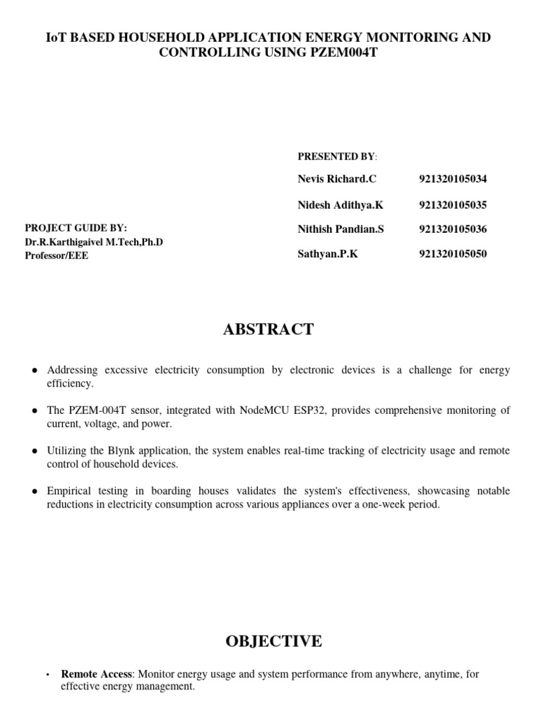 Iot Based Household Application Energy Monitoring And Controlling Batch 4 1 4 Pdf