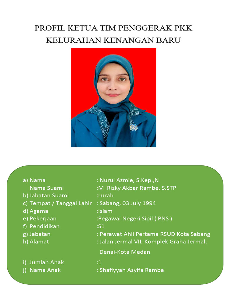 Profil Ketua PKK Kenangan Baru | PDF