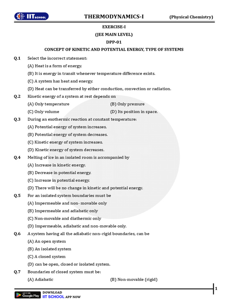 JEE Thermodynamics Practice | PDF | Gases | Heat