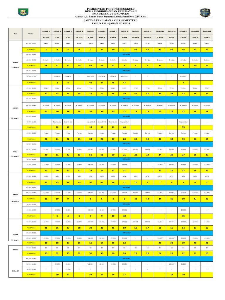 Jadwal Pas Genap 2024 | PDF