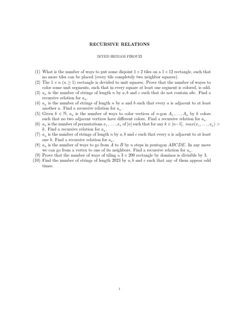 Recursive Relations | PDF Recursive Relations | PDF