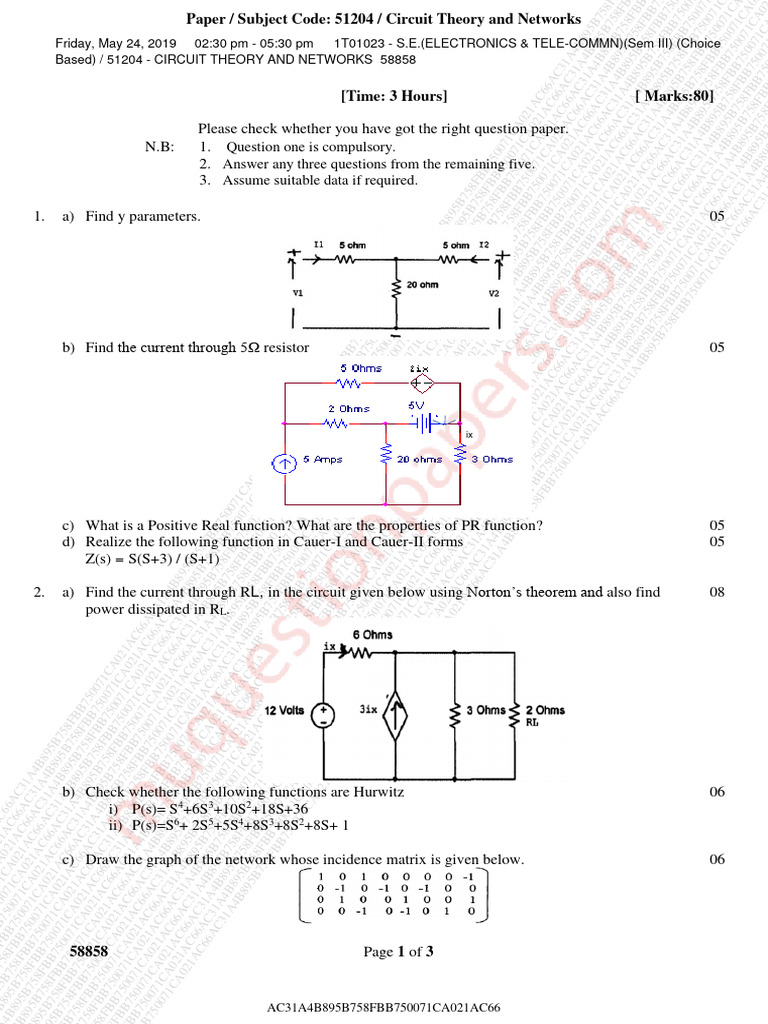 Se-Extc Sem3 CTN-CBCGS May19 | PDF | Computer Engineering | Electronics