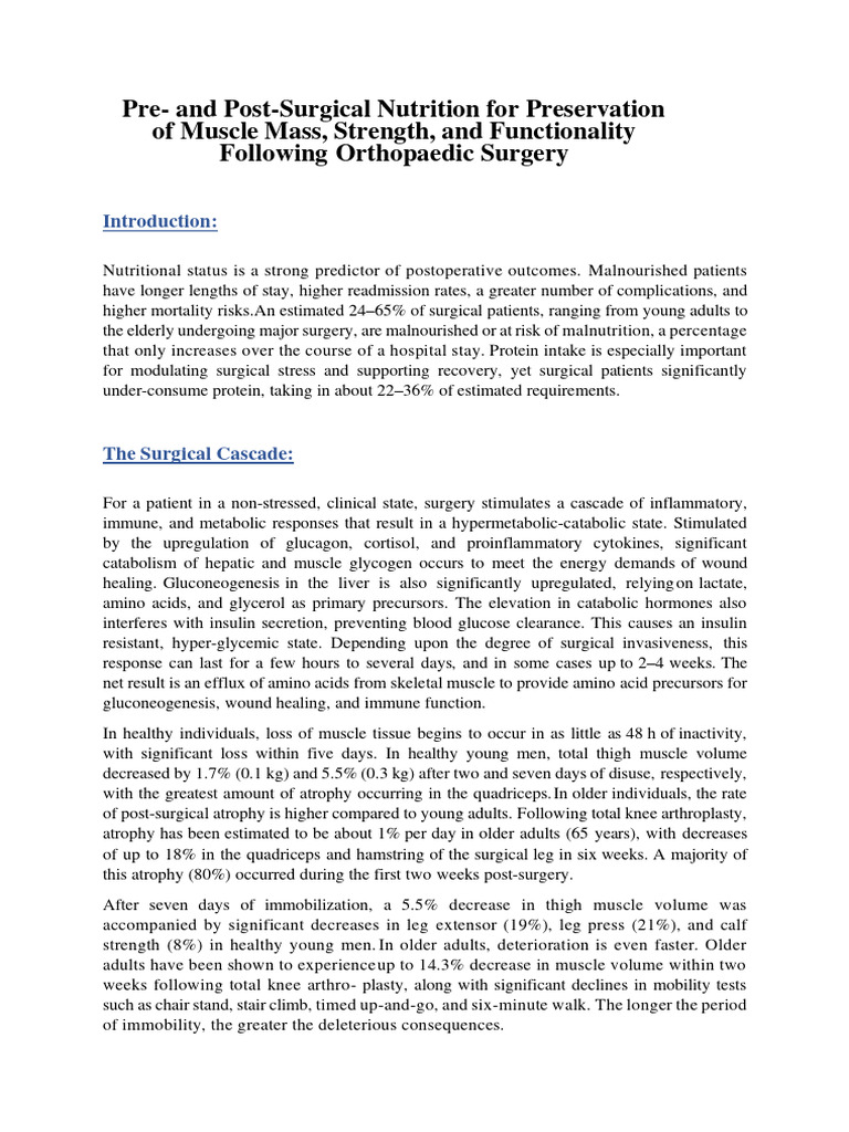 Pre & Post Surgical Nutrition | PDF | Insulin | Surgery