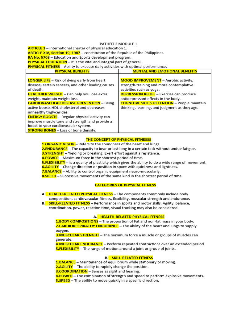 Pathfit 2 Module 1 | PDF | Physical Fitness | Clinical Medicine