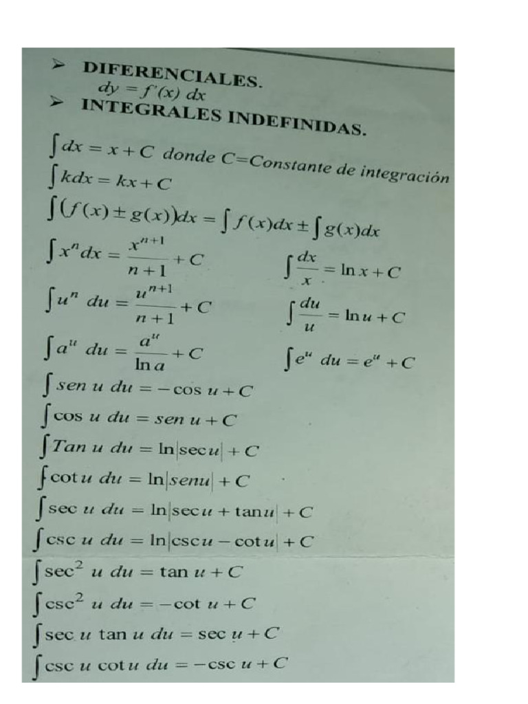 Fórmulas Integrales | PDF