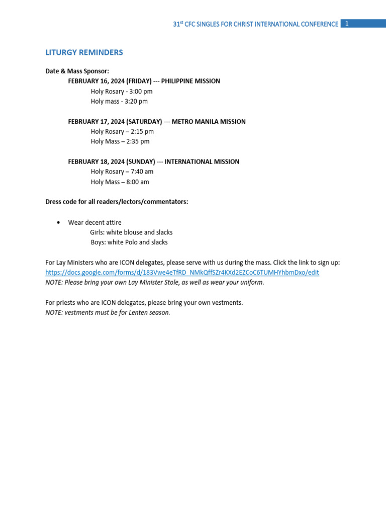 6 Liturgy Reminders | PDF