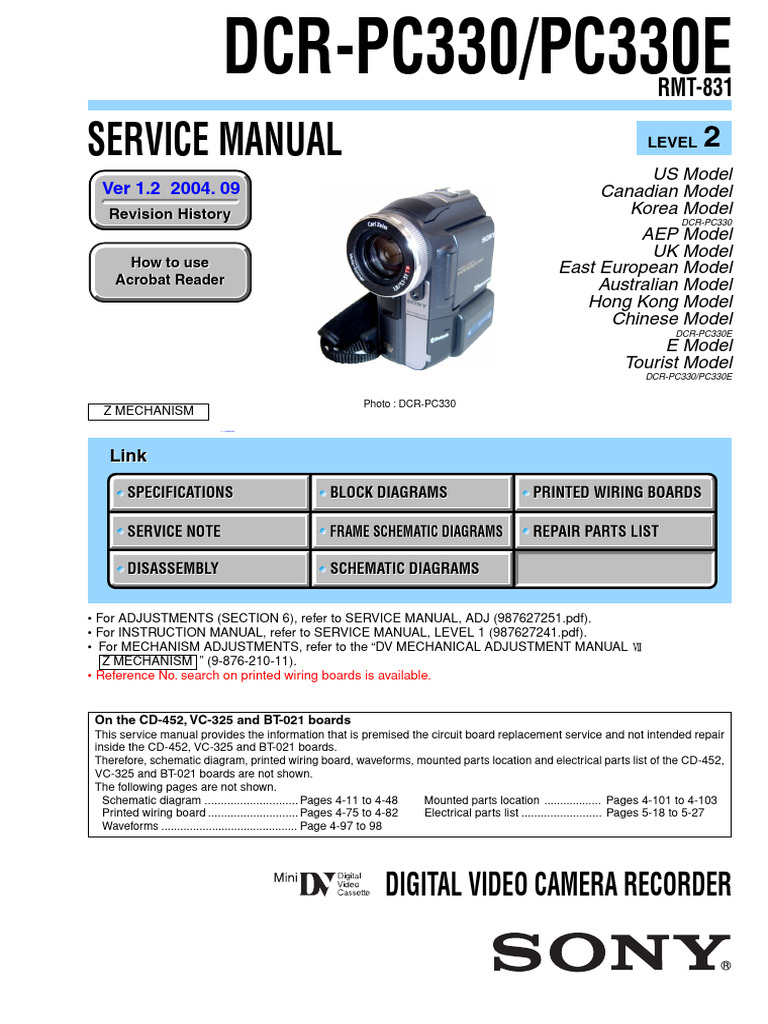 Sony Dcr-pc330 Dv 攝影機 | PDF | Soldering | Insulator (Electricity)