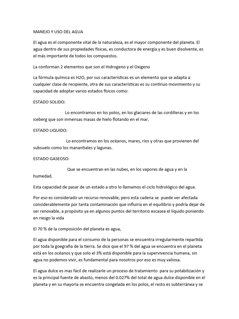 RESUMEN VIDEO | PDF | Agua | Agua potable