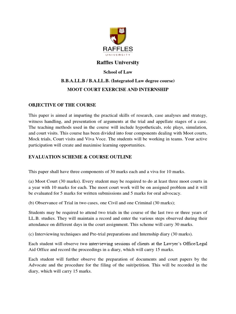 Moot Court Exercise and Internship | PDF | Trials | Lawyer