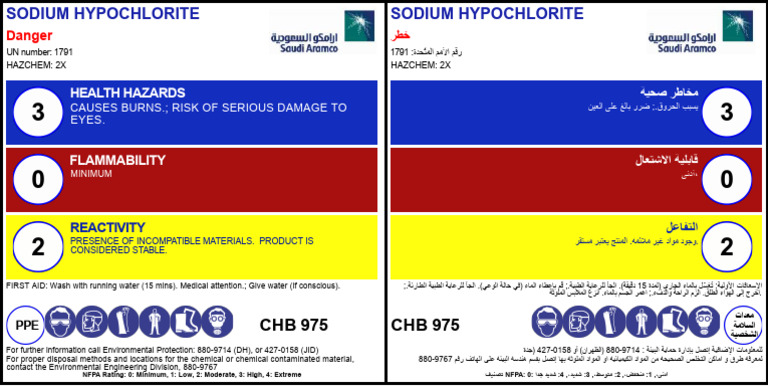Sodium Hypochlorite 5% 975_label | PDF | Occupational Safety And Health ...