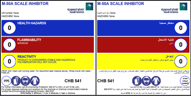 M50a Scale Inhibitor 541_label | PDF | Safety | Occupational Safety And ...