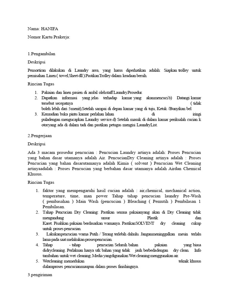 TPM 3 Bagan Alur Layanan Binatu-Hanifa | PDF | Griya & Taman