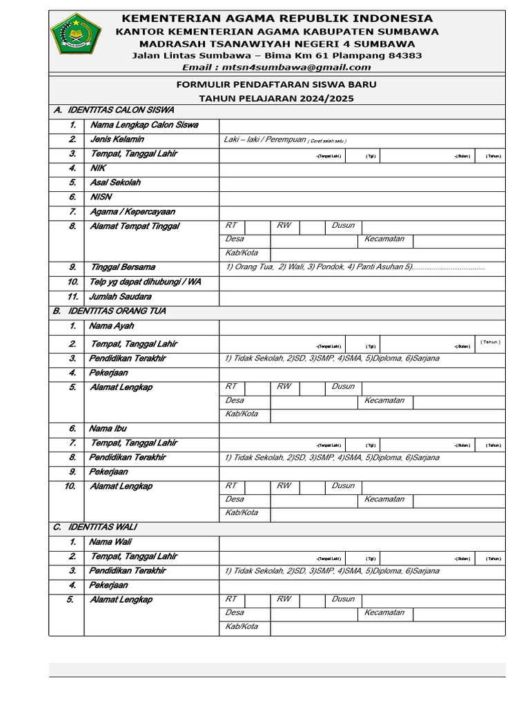Formulir PPDB 2023 | PDF | Kajian Bahasa Asing