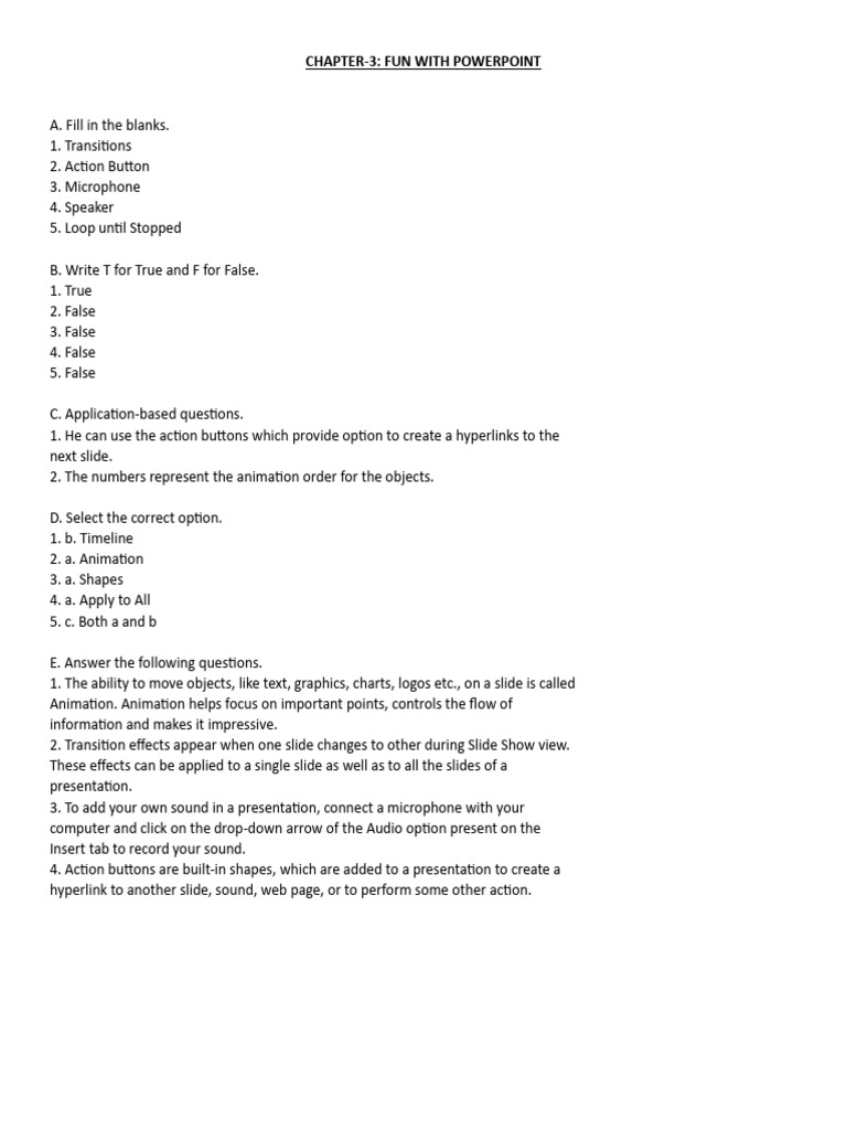 Computer Class 6 Chapter 3 Answer Key | PDF