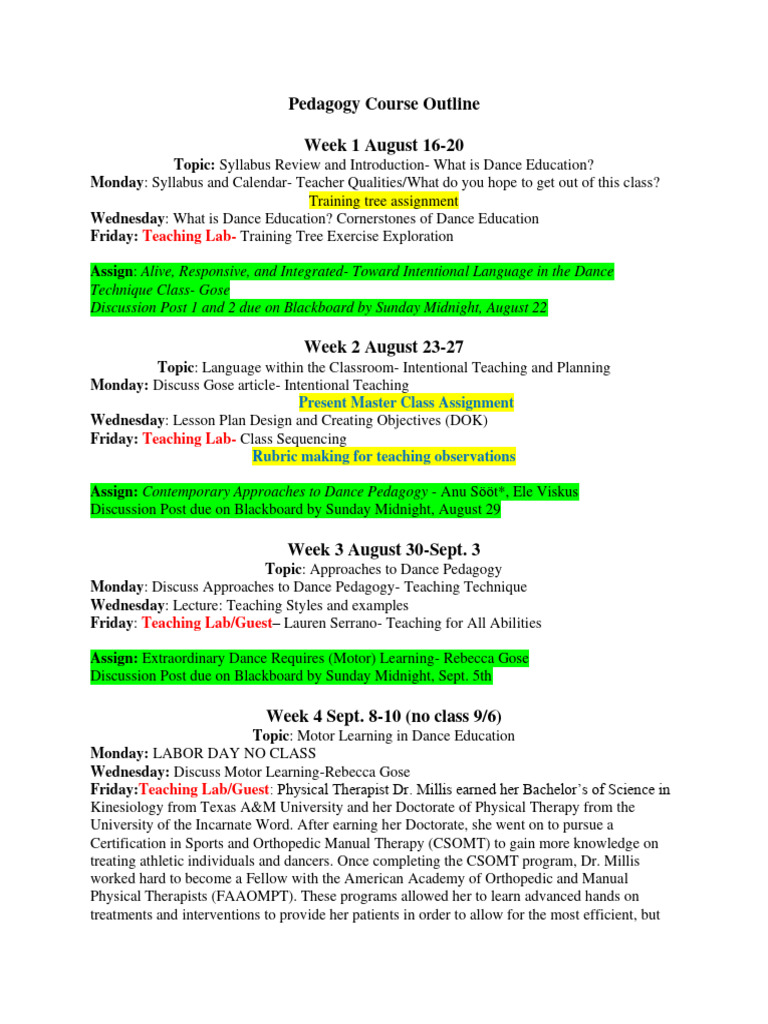 Pedagogy Course Outline For STudents | PDF | Physical Therapy | Pedagogy