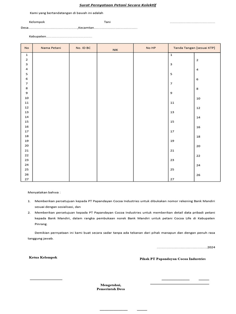 Consent Form - BC - Bank Mandiri | PDF