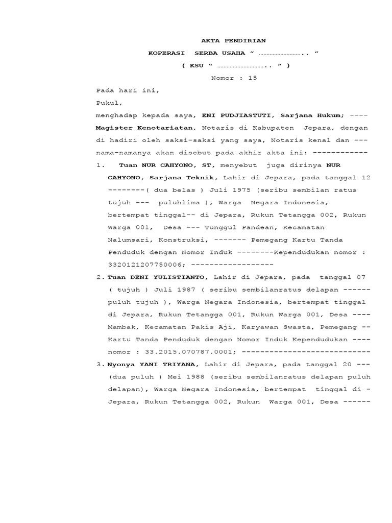 Akta Pendirian Kop Pdf