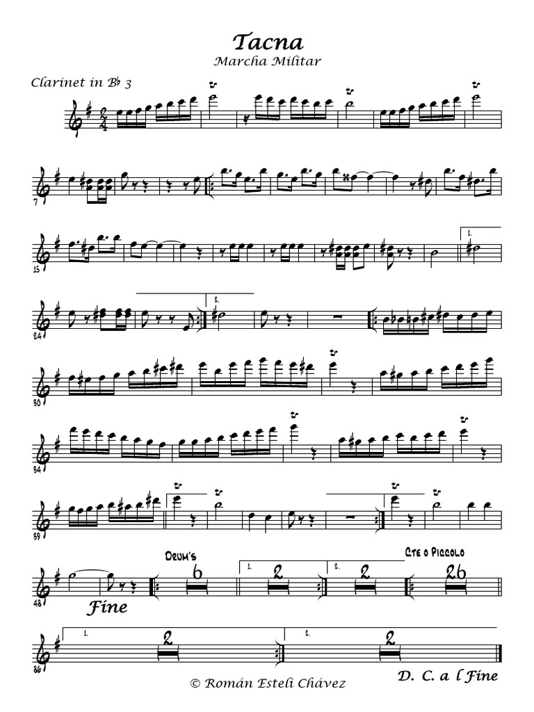 MARCHA MILITAR-TACNA-Clari3 | PDF