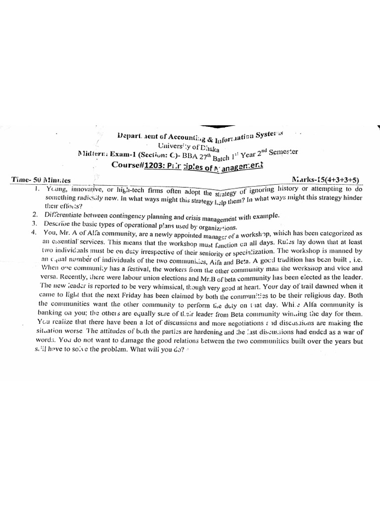 Management Question Bank | PDF