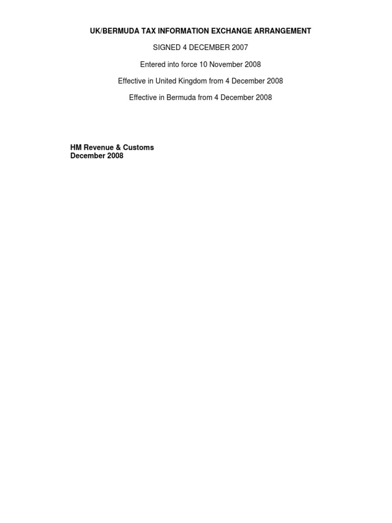 TIEA Agreement Between Bermuda and United Kingdom | PDF | Costs In ...