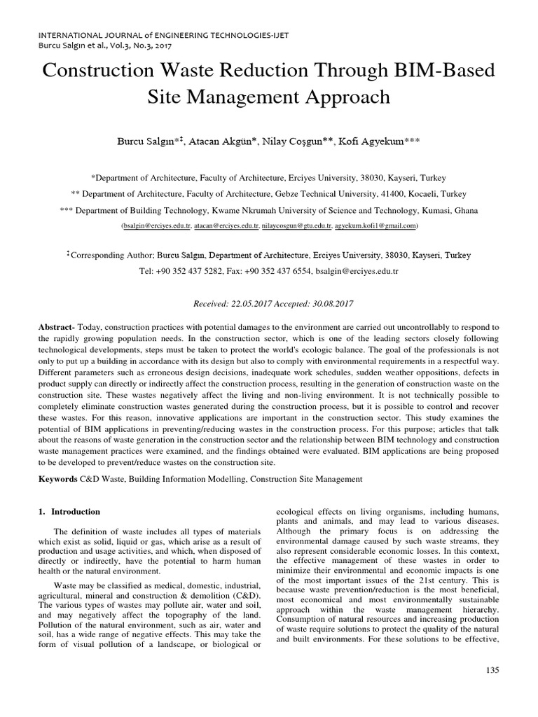 BIM for Reducing Construction Waste | PDF | Building Information ...