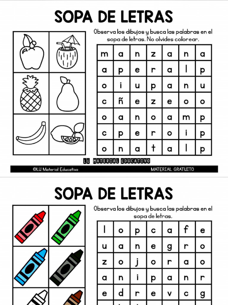 Sopa de Letras 1 Primaria | PDF