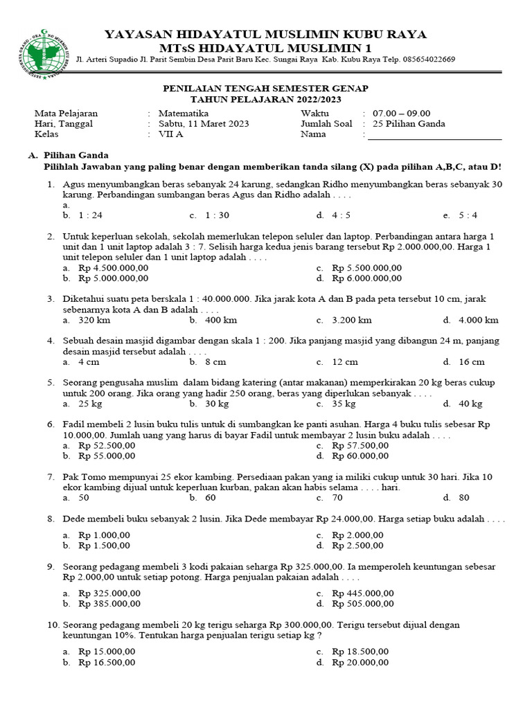 MTK PTS 2 Ta 2022-2023 (7a) | PDF