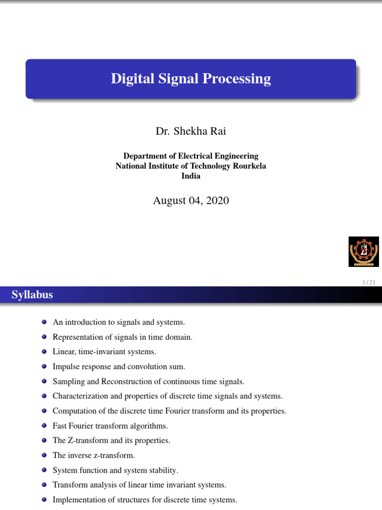 DSP Full Slides | PDF | Digital Signal Processing | Discrete Time And Continuous Time
