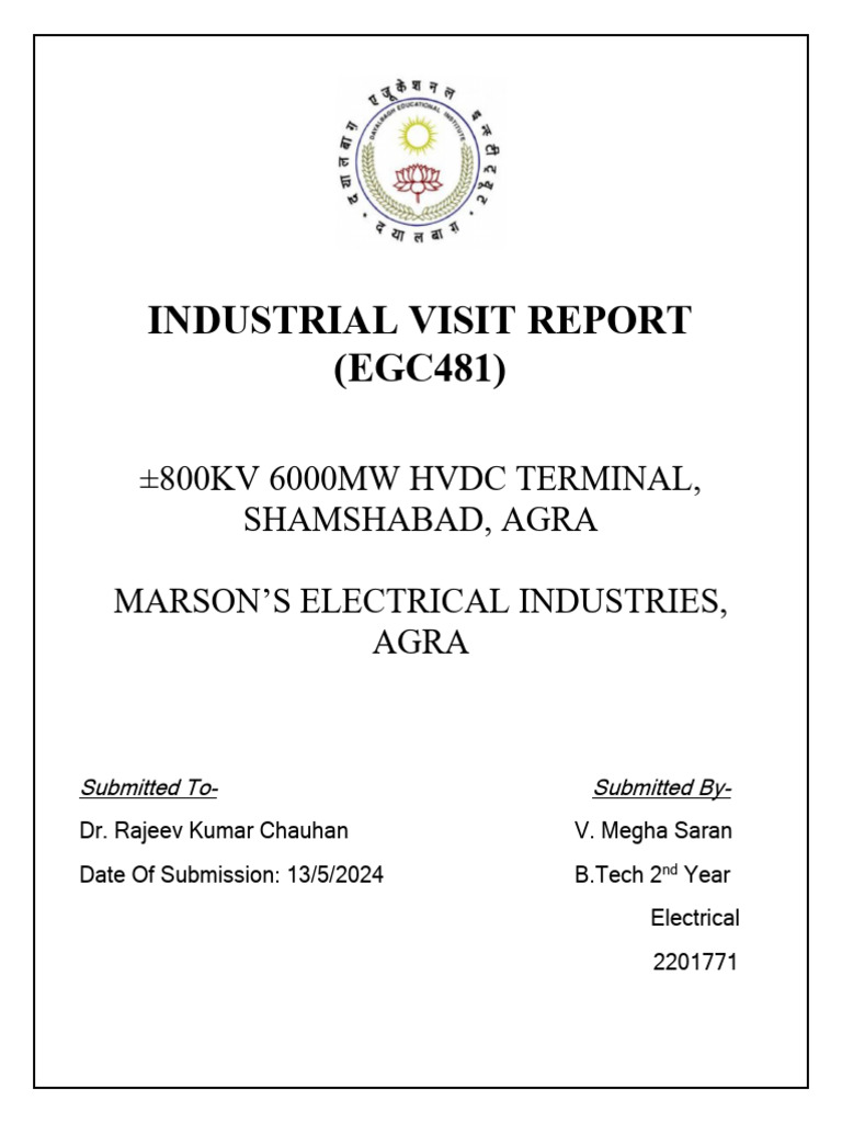 Industrial Visit Report Megha | Download Free PDF | High Voltage Direct Current | Electric Power ...