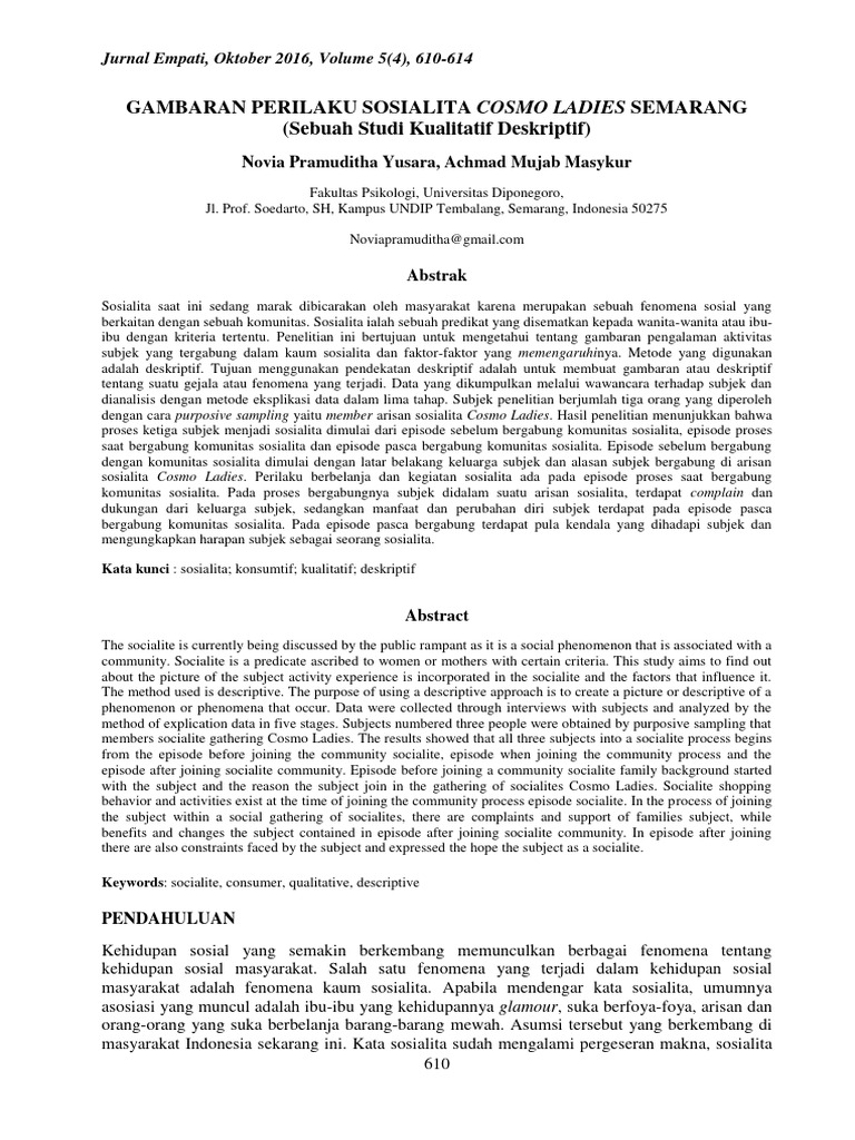 ID Gambaran Perilaku Sosialita Cosmo Ladies | PDF