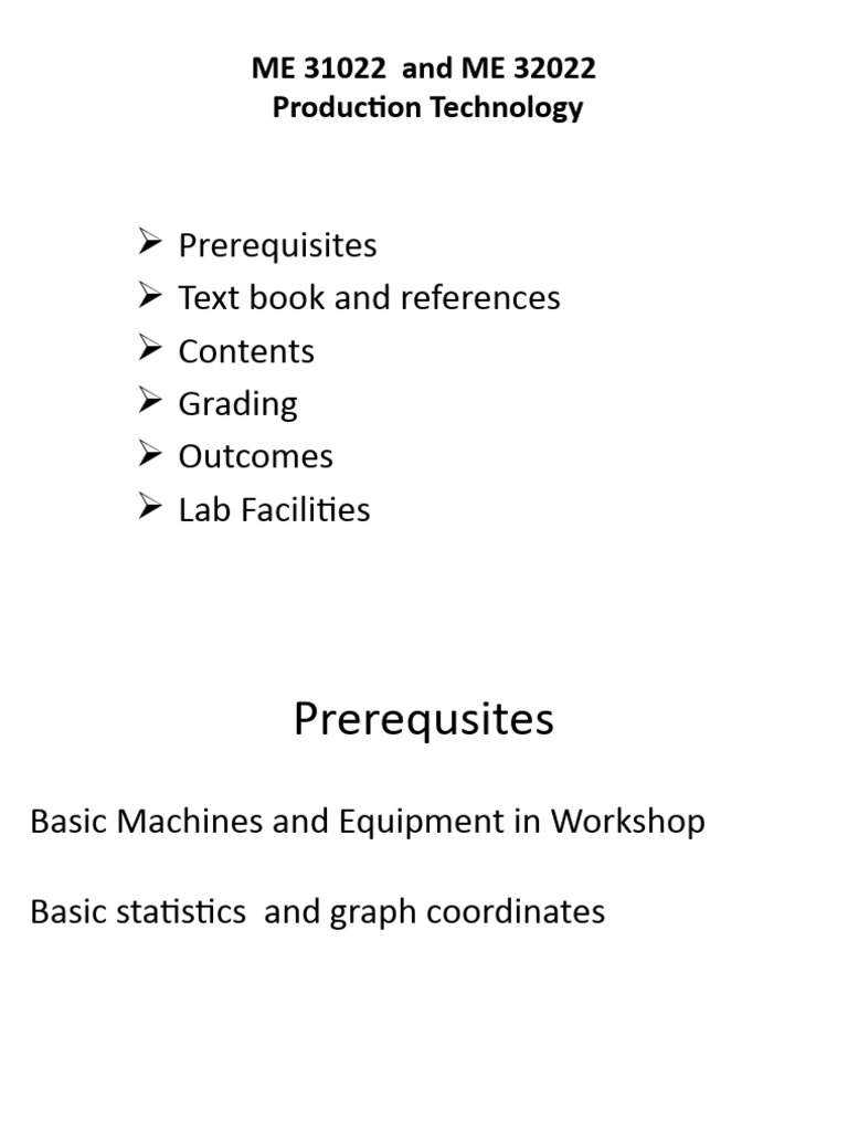 Production Technology Course Overview | PDF | Technology & Engineering