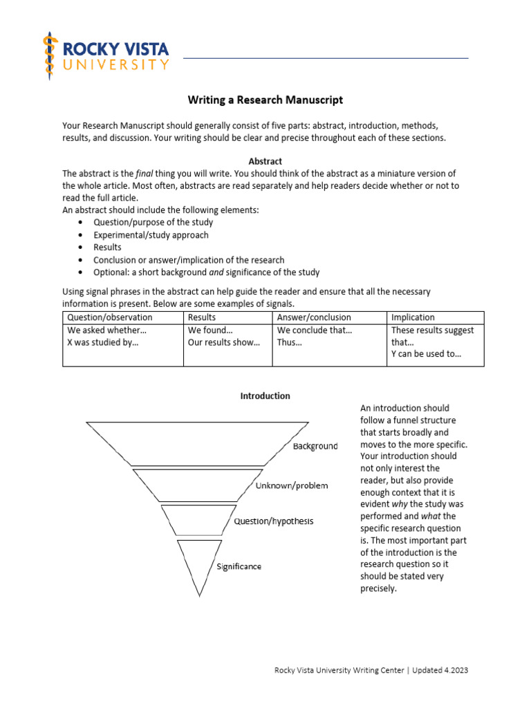 Writing-a-Research-Manuscript_20230412 | PDF | Experiment | Hypothesis