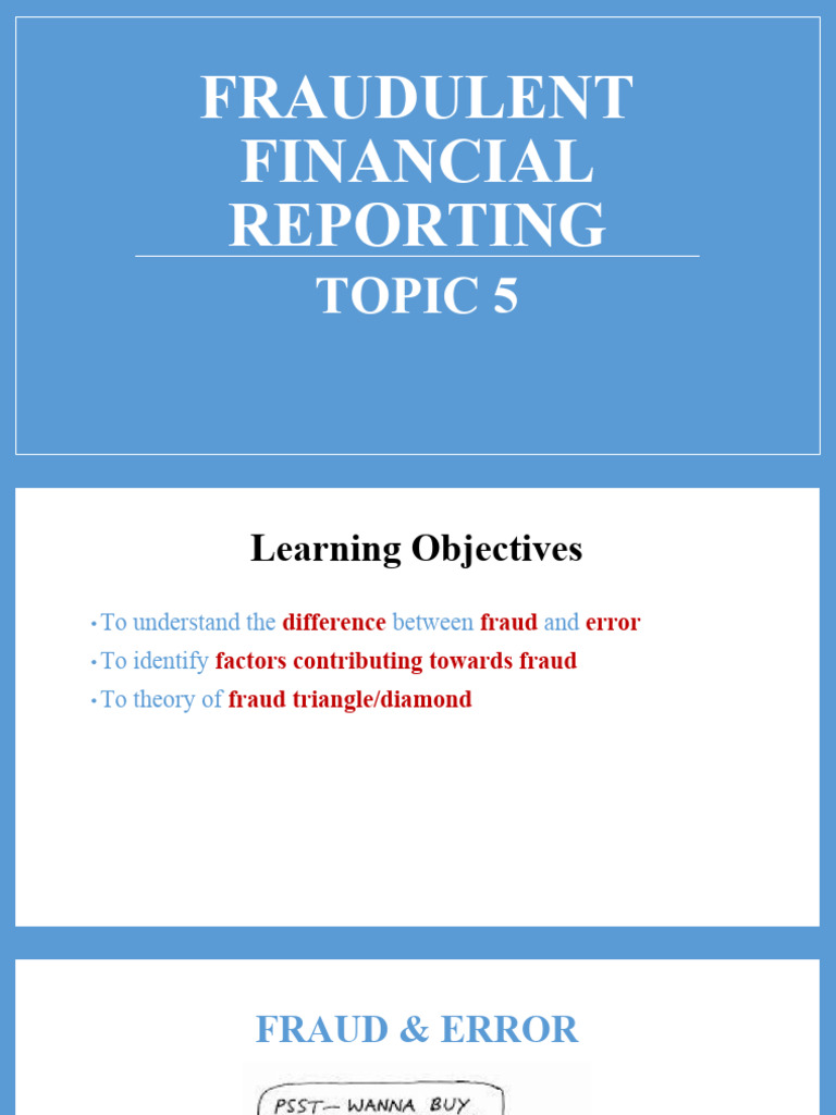 Fraudulent Financial Reporting | PDF | Bribery | Fraud