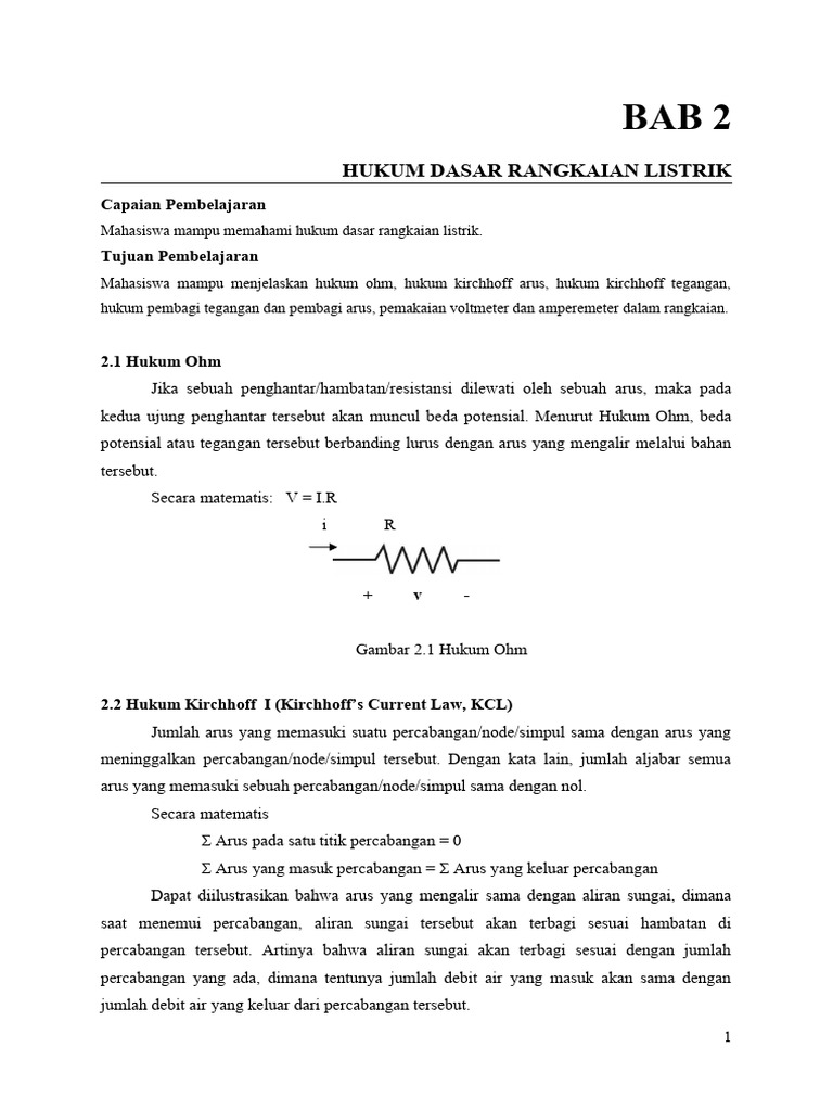 Bab 2. Hukum Dasar Rangkaian Listrik | PDF