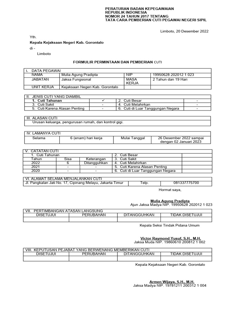 Pemberitahuan Cuti Agung - Desember - Januari | PDF