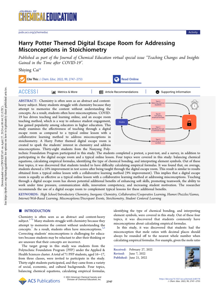 Cai 2022 Harry Potter Themed Digital Escape Room For Addressing ...