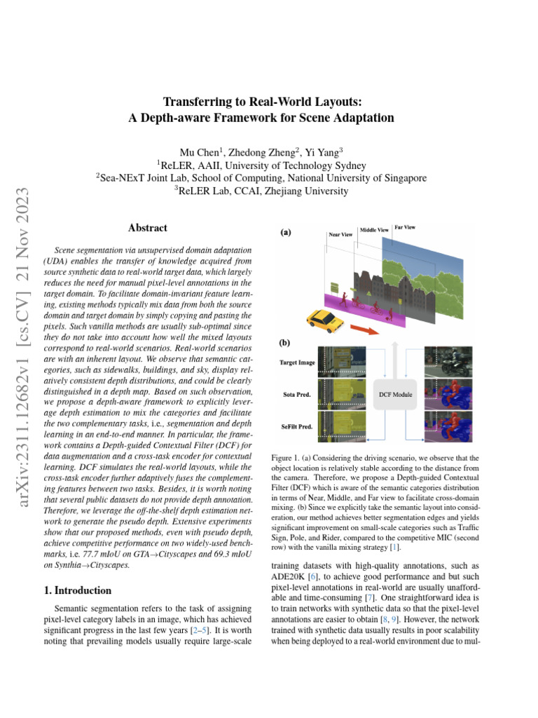Transferring To Real-World Layouts: A Depth-Aware Framework For Scene Adaptation | Download Free ...