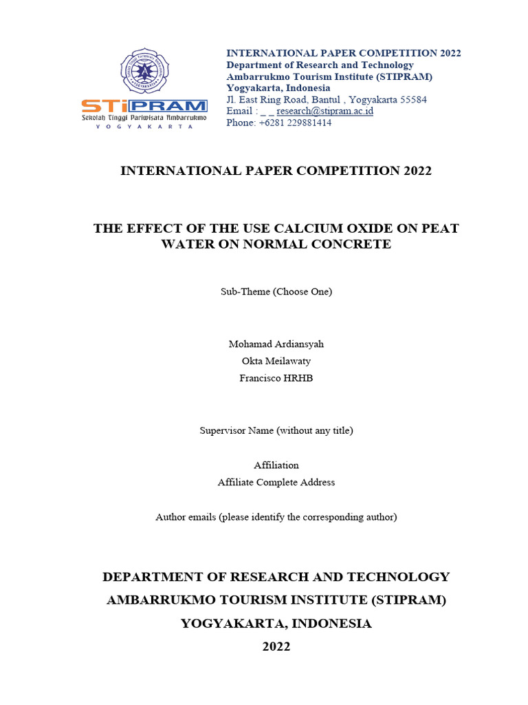 Ipc 2022 - Full Paper Template (15-20 Pages) | PDF | Cement | Concrete
