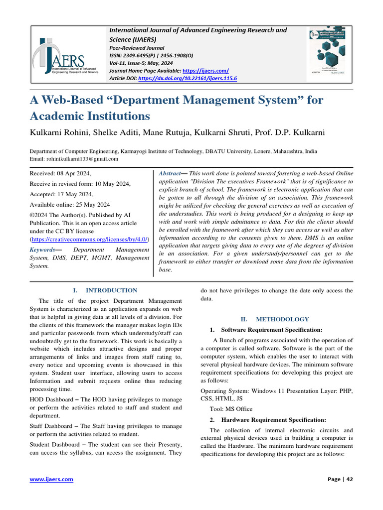 A Web-Based "Department Management System" For Academic Institutions ...