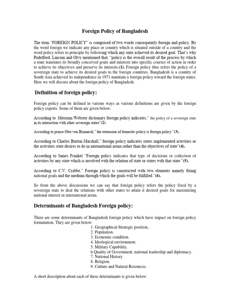Foreign Policy of Bangladesh | PDF | Diplomacy | Policy