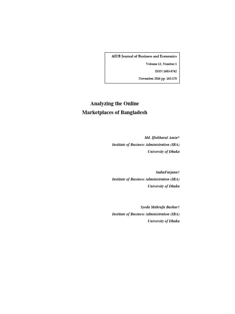 Online Marketplaces in Bangladesh Analysis | PDF | Online Shopping | Sales